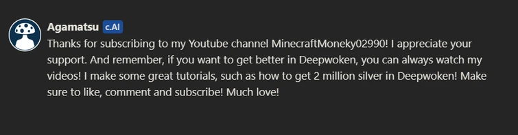 agamatsu AI tells me i can get 2 million silver in deepwoken | Fandom