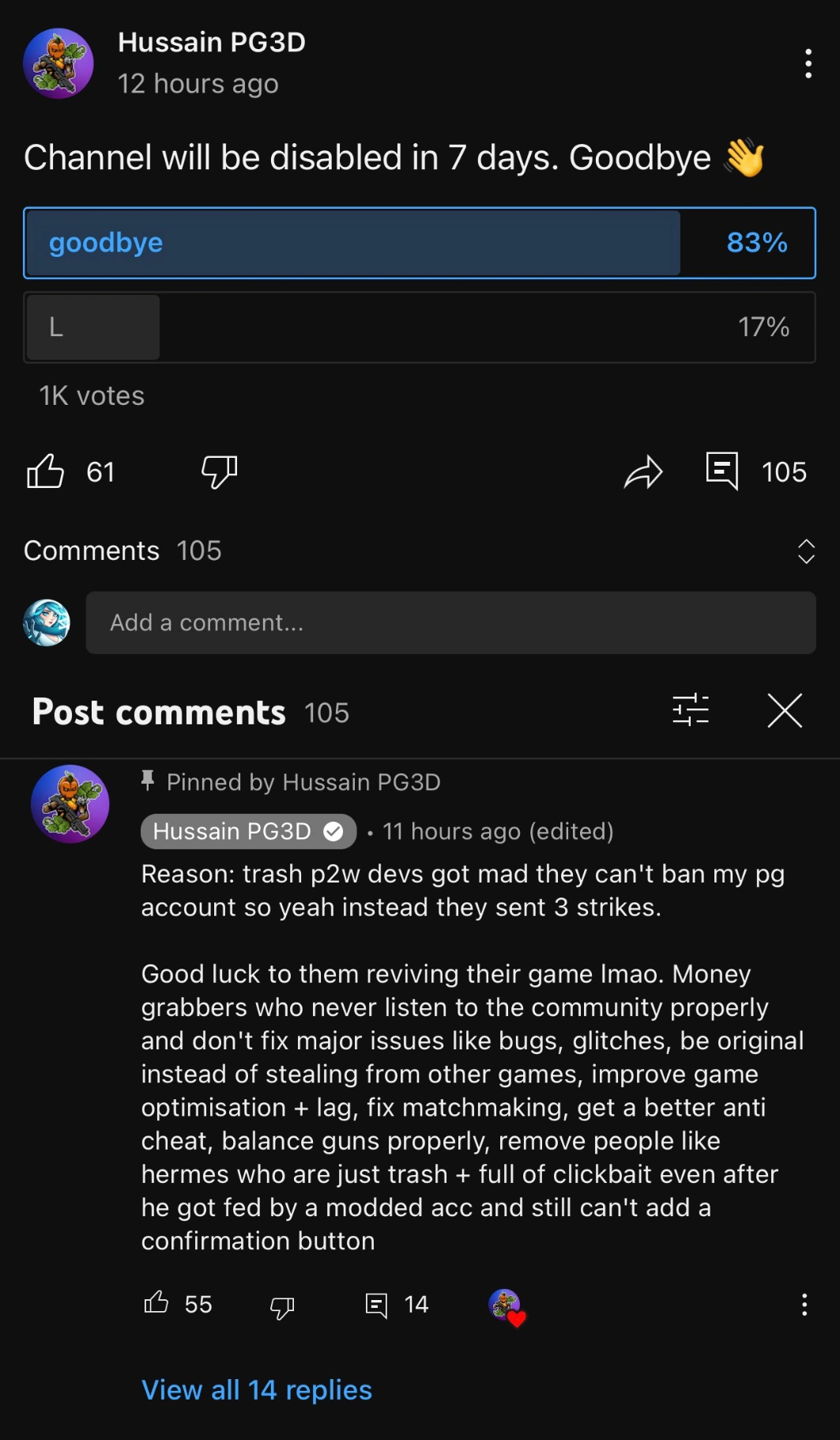 Bye Hussain PG3D... | Fandom