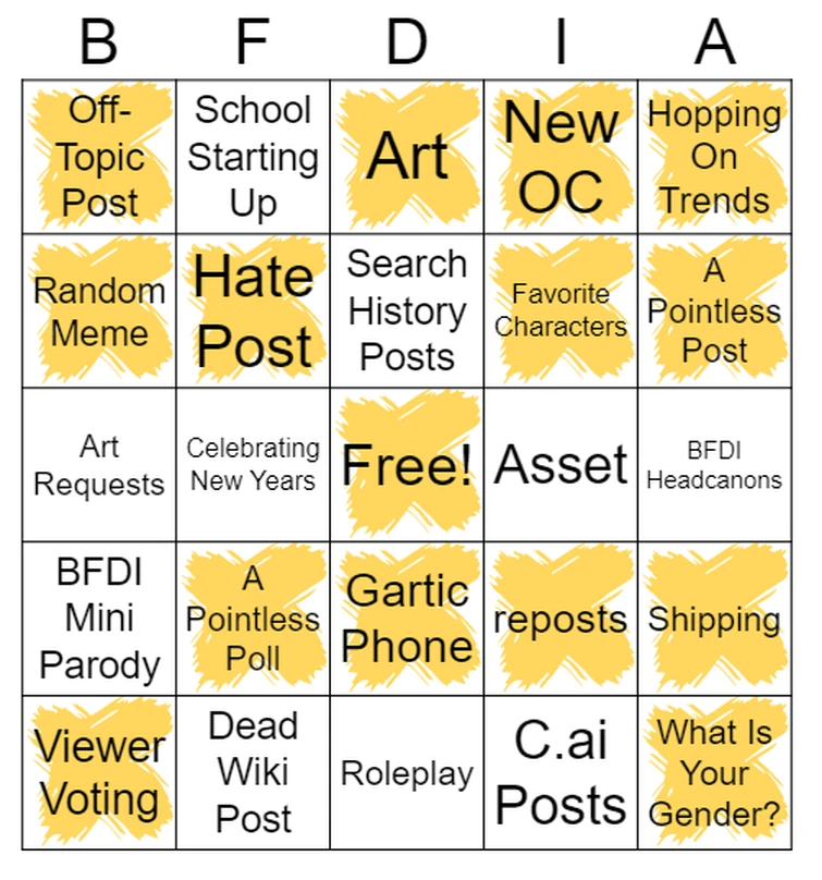 BFDI Wiki Bingo | Fandom