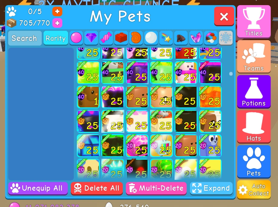 Trading a lot of pro non secret pets(yes all of 705 pets are non ...