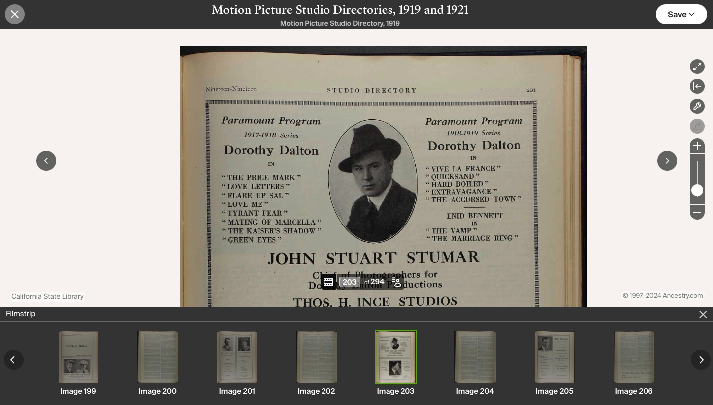 Motion Picture Studio Directories (1919-1921) and Ancestry.com. | Fandom