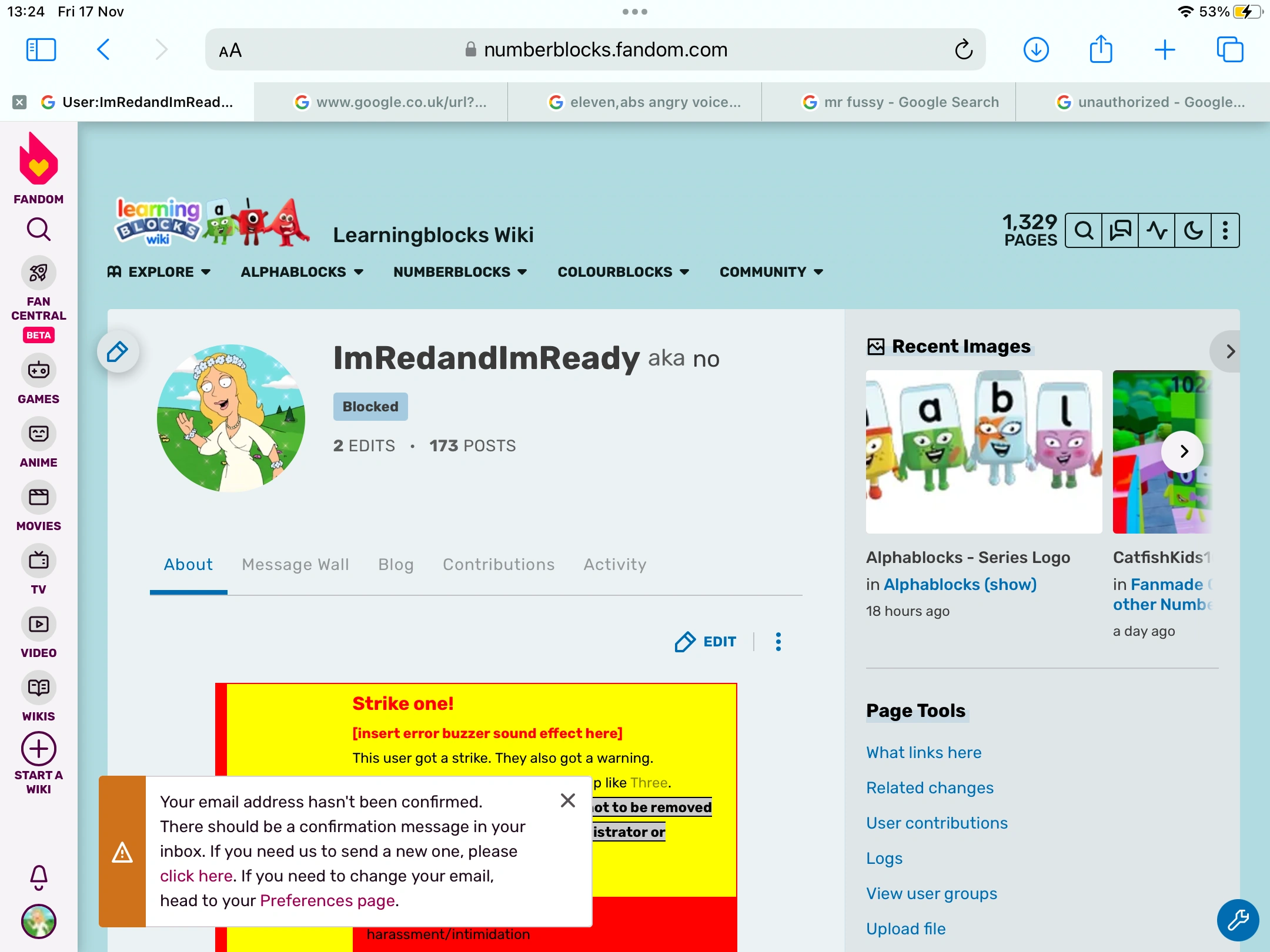 im blocked on the lb wiki | Fandom