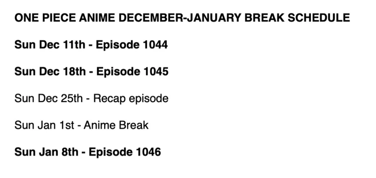 BIG NEWS! One Piece is going on a break for the holidays. | Fandom