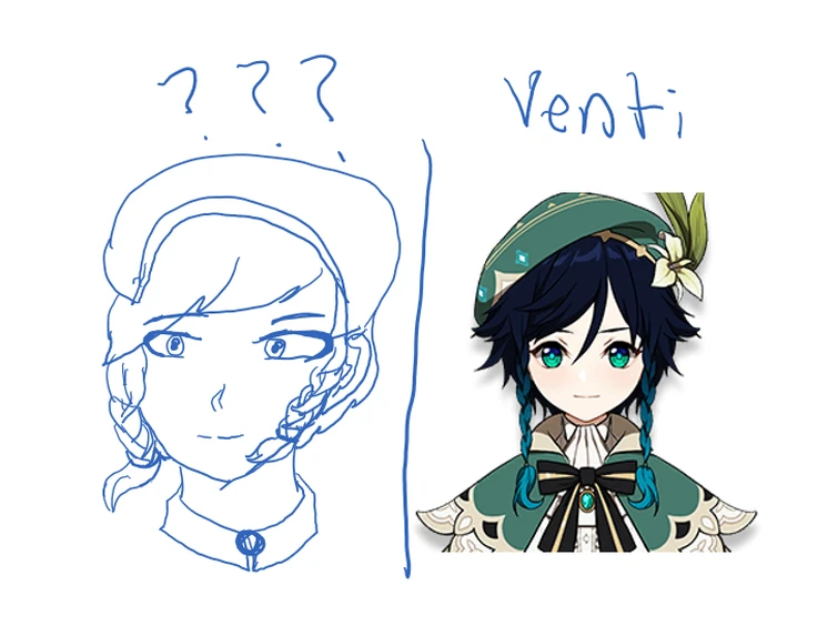 so I tried to draw venti from memory | Fandom