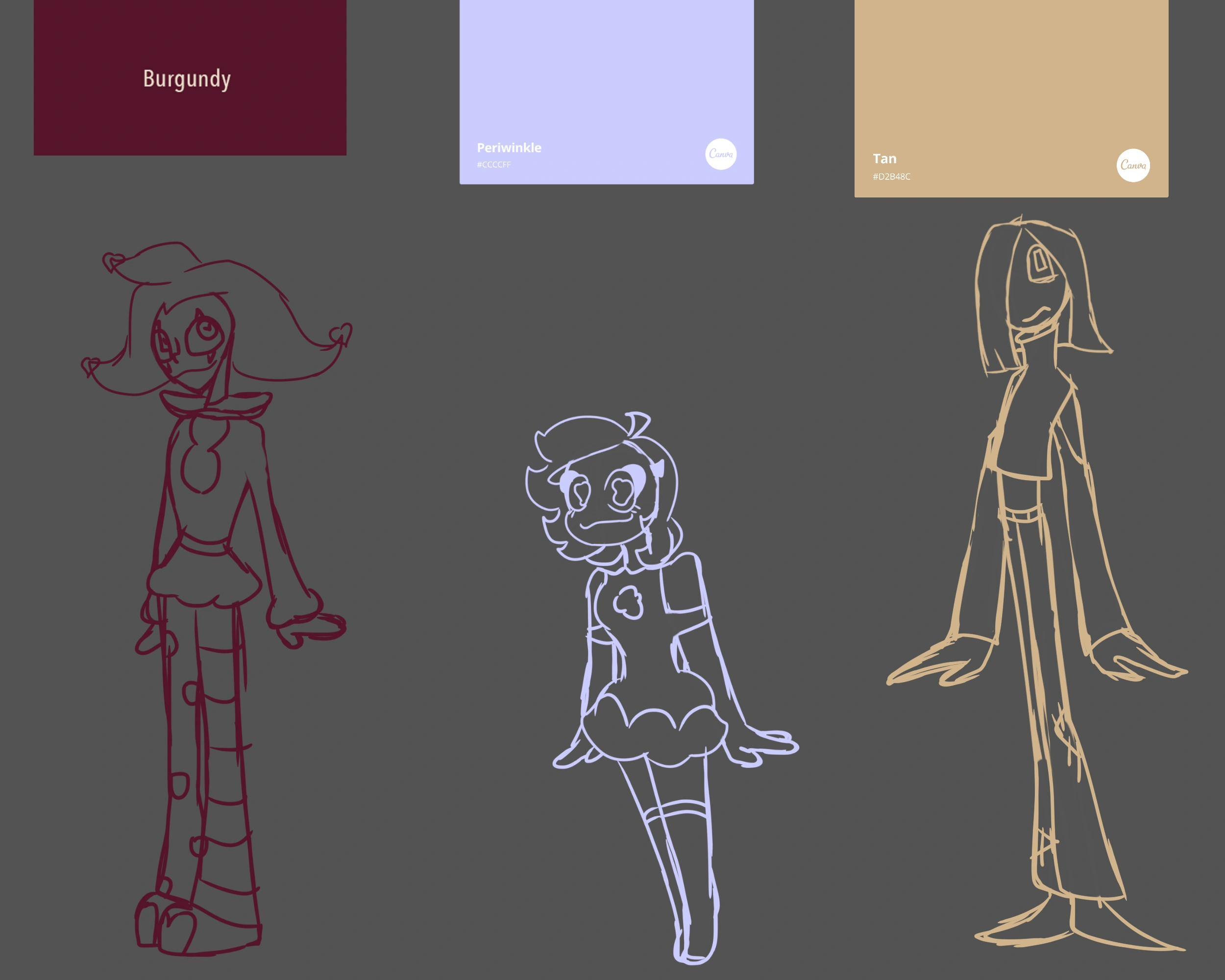 Burgundy, Periwinkle, and Tan sketches | Fandom