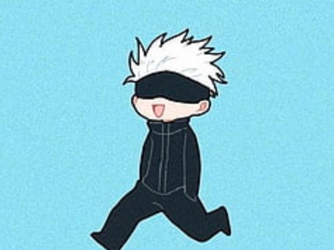 Chibi gojo in blue background | Fandom