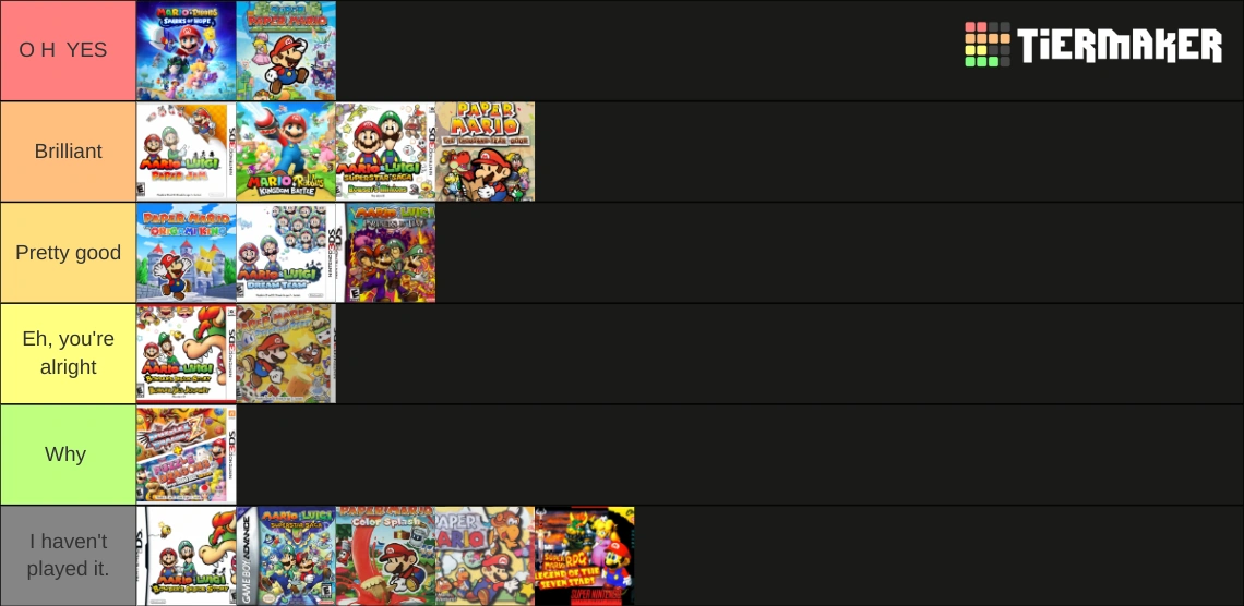 After seeing Boo Buster's Mario RPG tier list, I decided to make my own ...