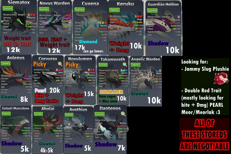 Trading some muts/2red traits :PPP also looking for 2 red traits PEARL ...