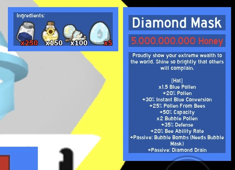 New Diamond and Demon mask stats in test realm. | Fandom