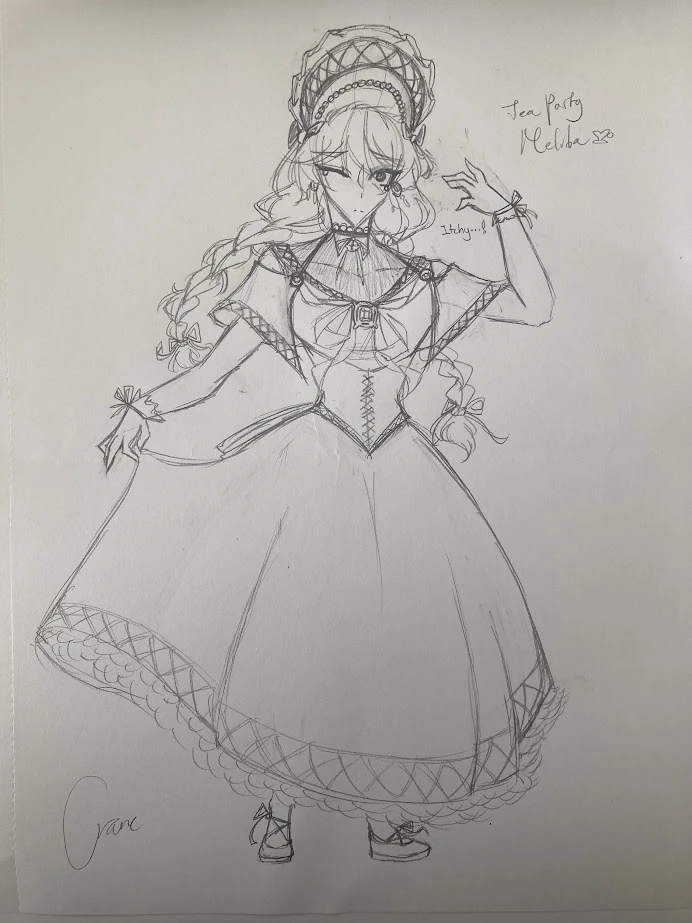 Drew OC in a lil tea party dress | Fandom