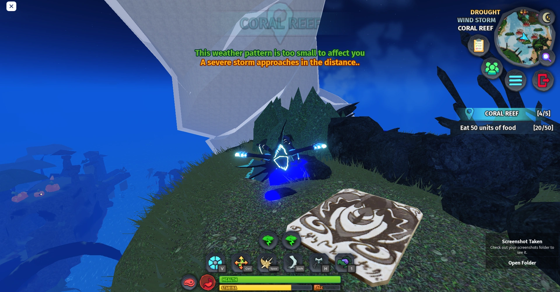 Image of Kohikii trying to escape from tornado and getting trowed away ...