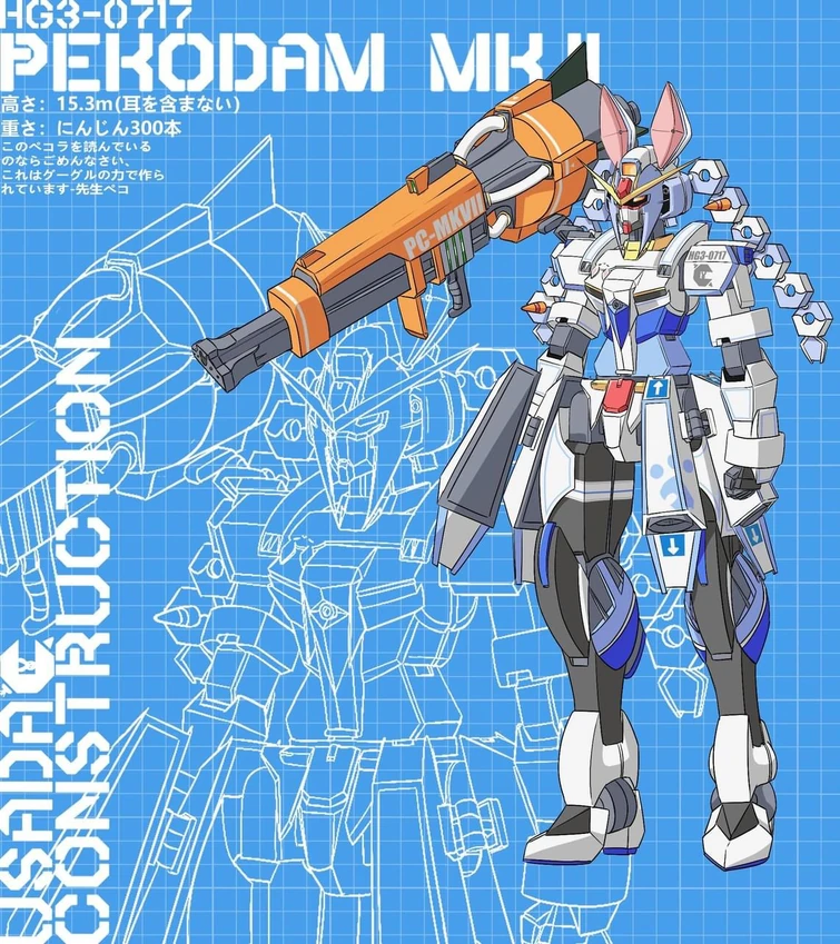 HG3-0717 Pekodam. This looks so cool, a Gundam with a rabbit theme ...