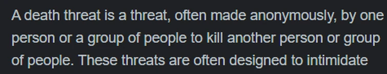 about death threats | Fandom