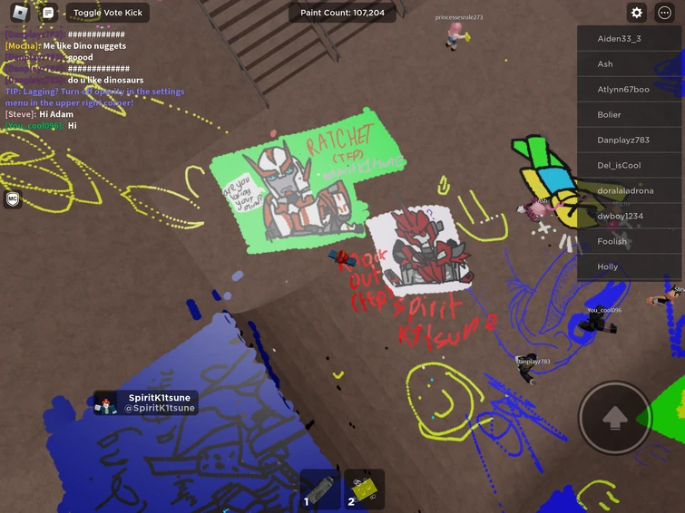 Knockout and Ratchet from TFP in Spray paint roblox. | Fandom