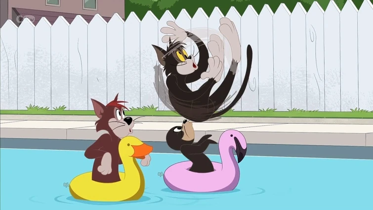 Butch and Meathead furry-dipping in Toodles Galore's backyard swimming ...