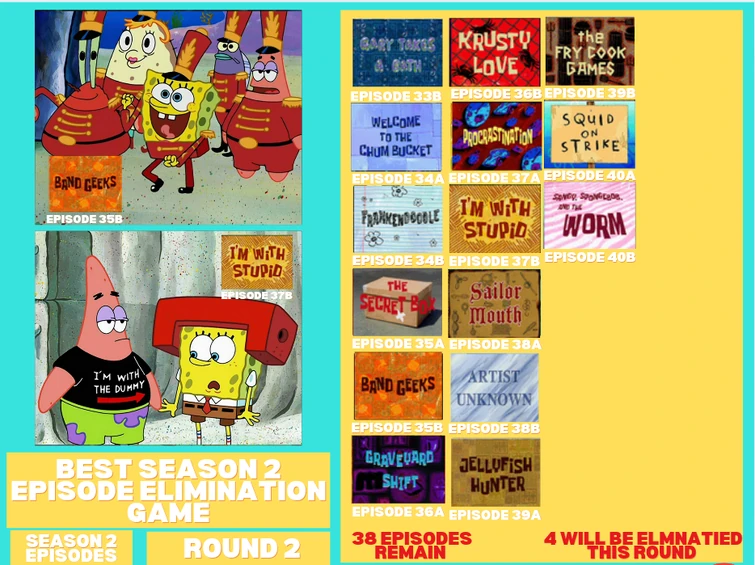 The best SpongeBob season 2 episode elimination game round 2. | Fandom