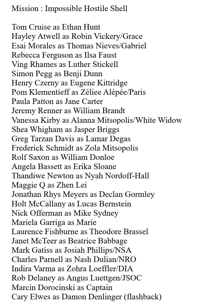 Mission : Impossible 8 Hostile Shell Cast ! Fan made | Fandom