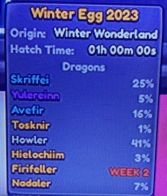 Winter egg hatch chances WITH lucky gamepass: | Fandom