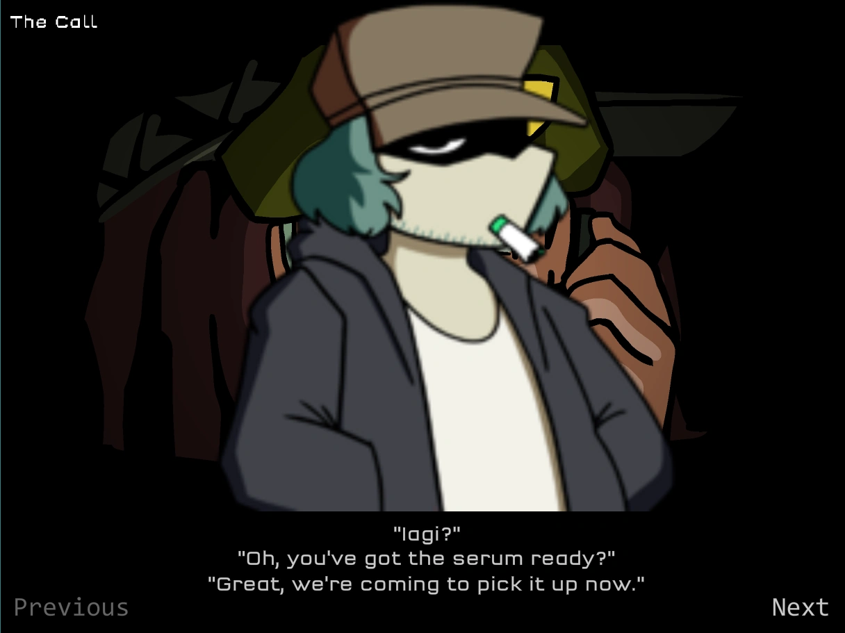 oh boy! garcello got the call from Iagi, the serum is ready! now to go ...