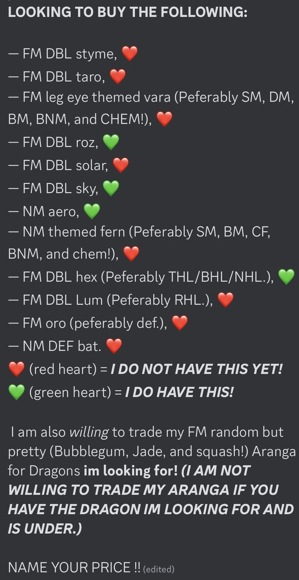 Looking to buy the following dragons!! (4/12.) | Fandom
