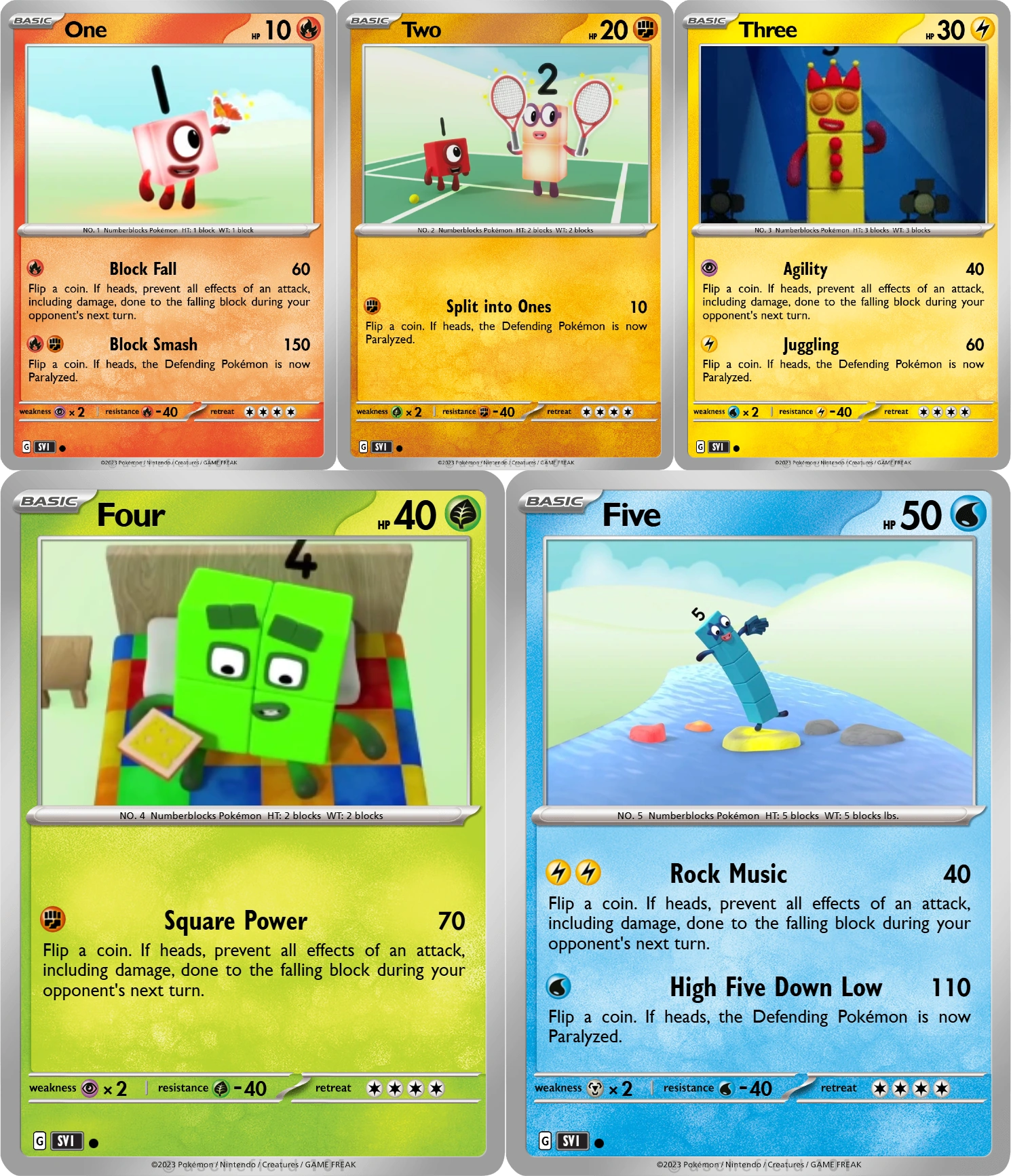 Numberblocks Pokemon Cards 1-5 | Fandom