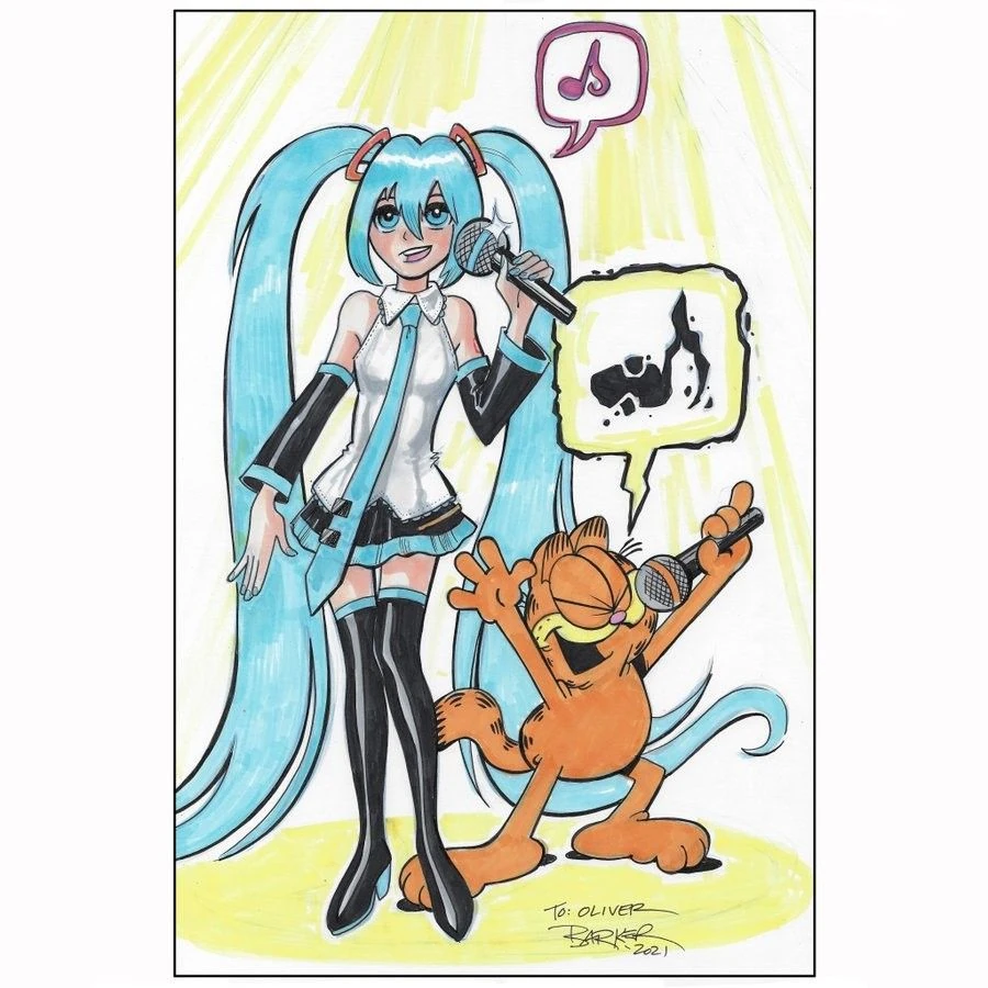 TIL that Gary Barker, an OFFICIAL GARFIELD ARTIST, drew hatsune miku ...