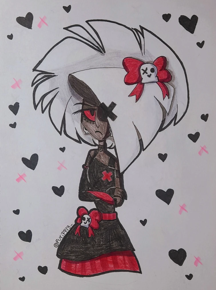 I drew the best design that Vaggie had 🩷🩶🖤 | Fandom
