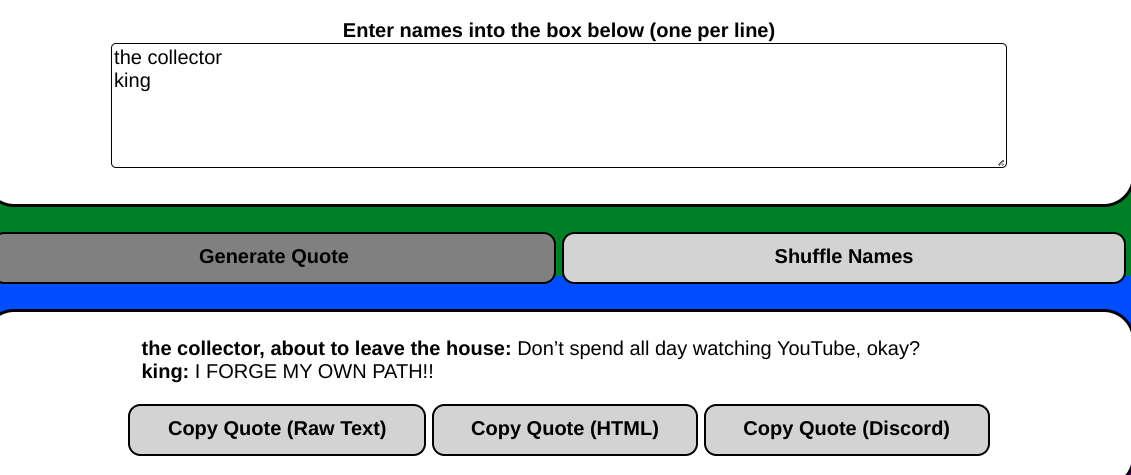 did the incorrect quote generator just reference TOH??? | Fandom