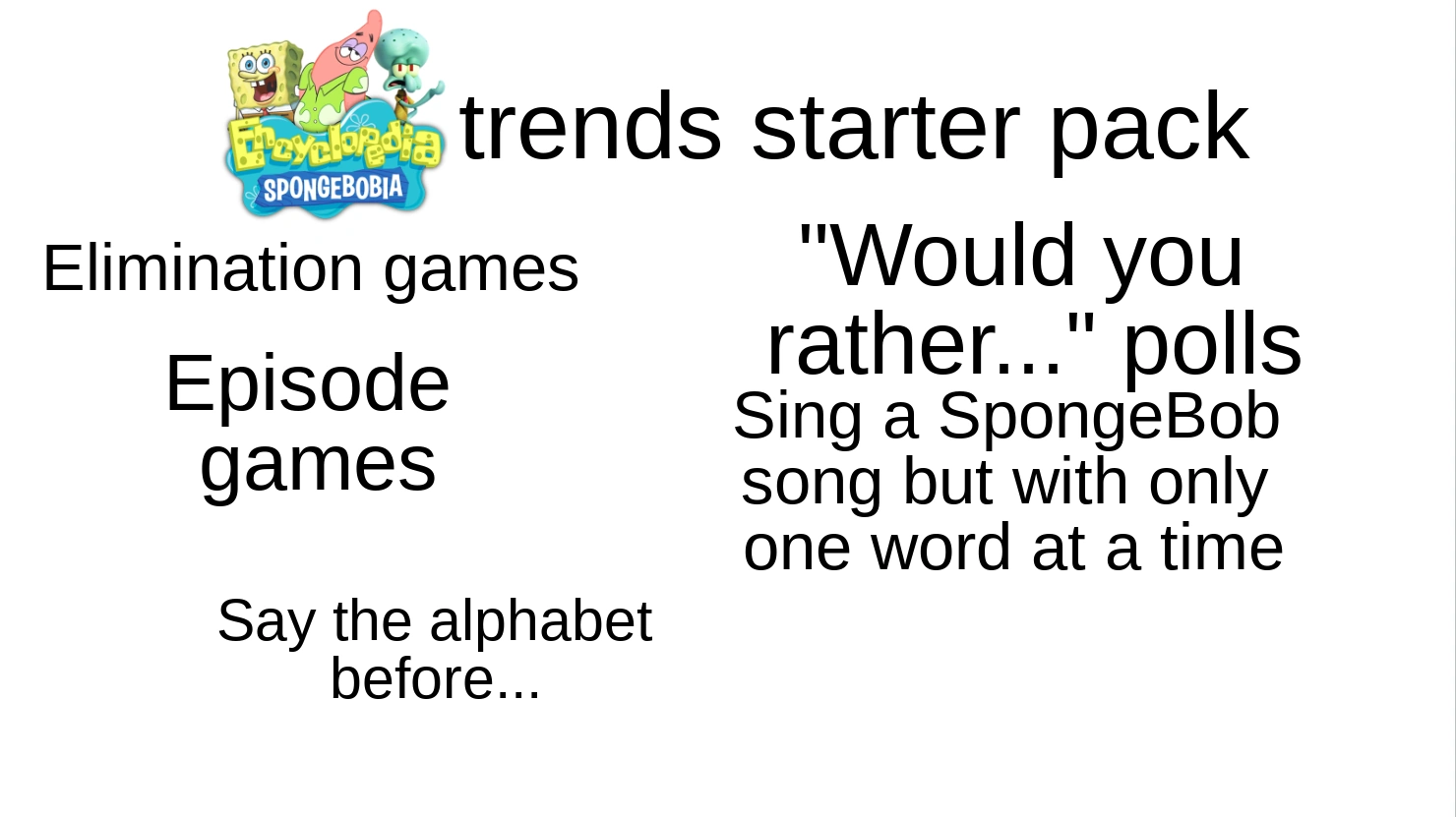 Here's a starter pack meme I made recently. | Fandom