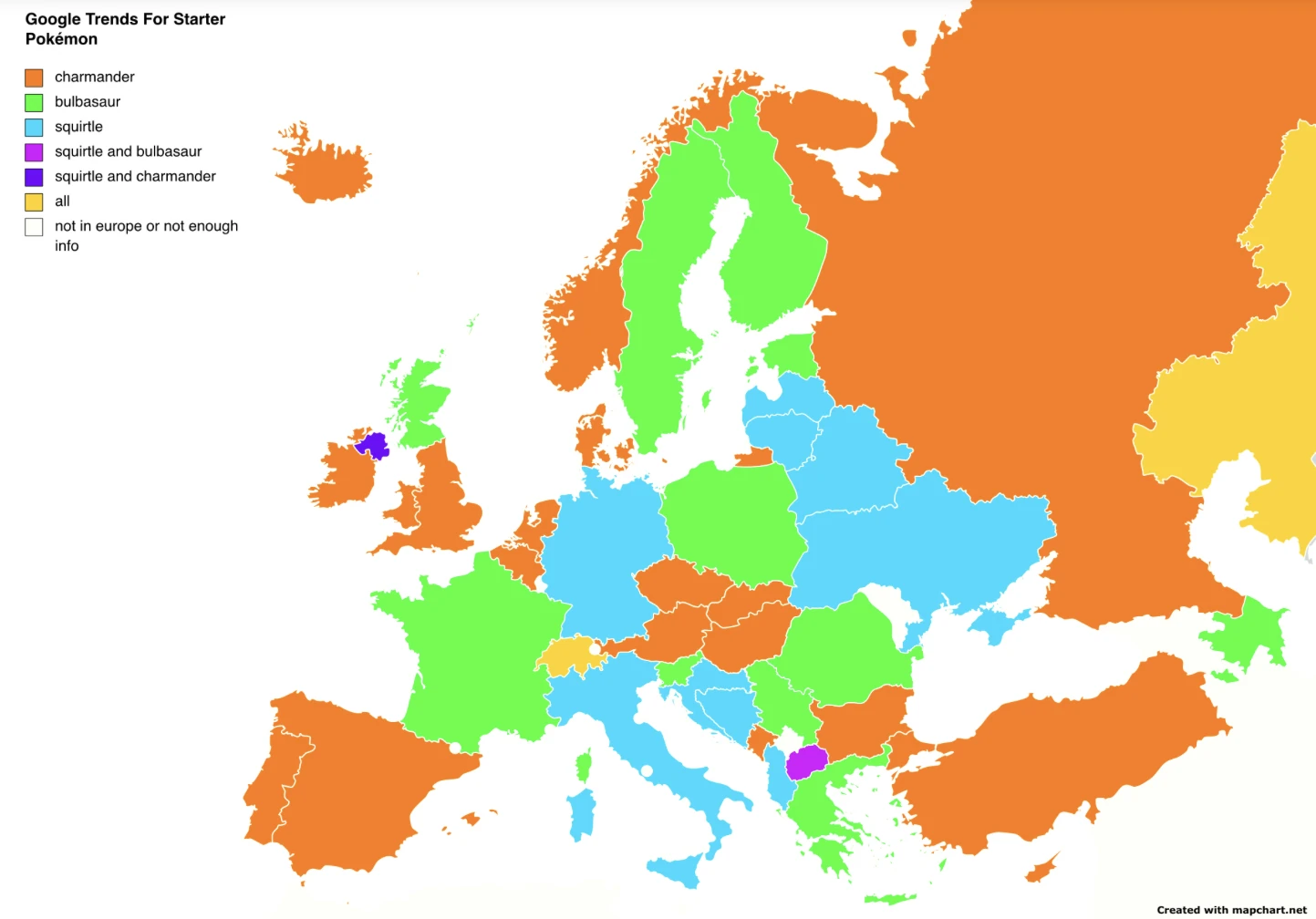 wholesome map of starter pokémon in europe | Fandom