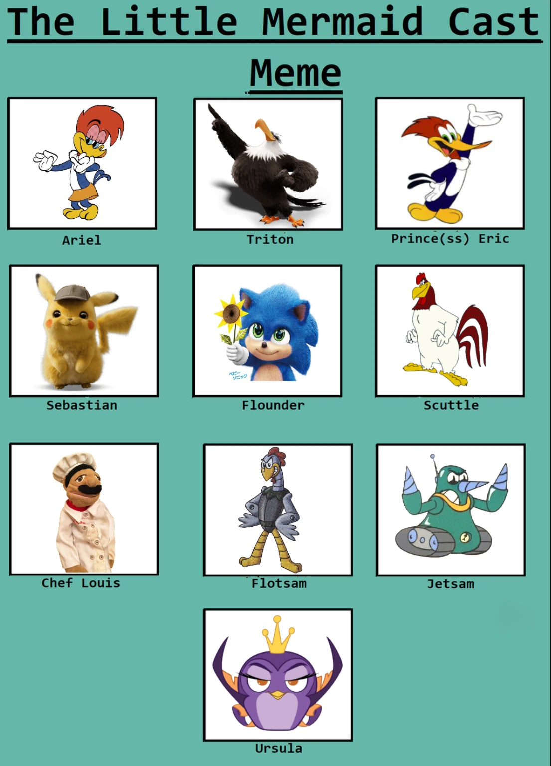 The Little Merwoodpecker Cast Meme | Fandom