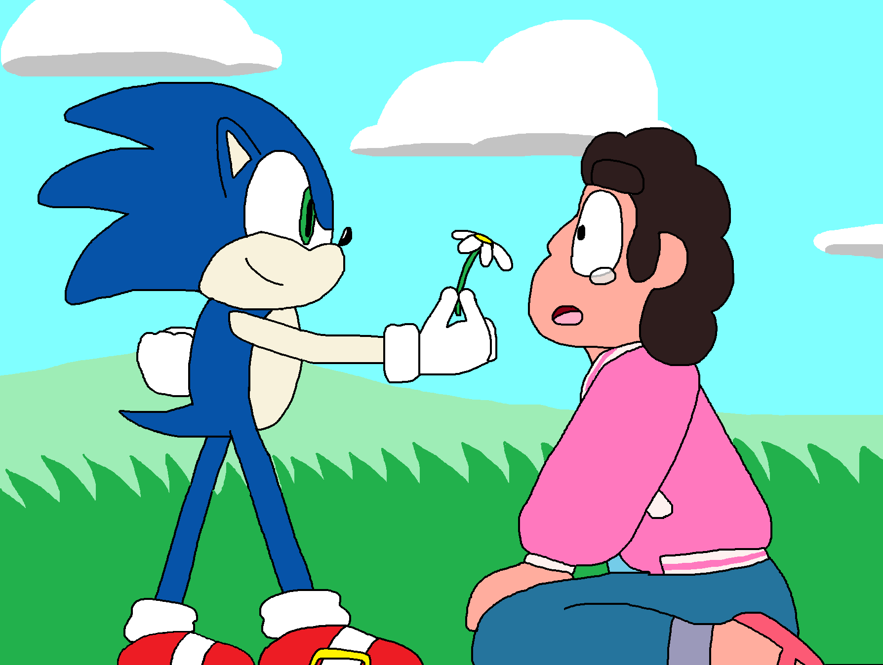 Sonic Comforts Steven (some crossover art by me ^^) | Fandom