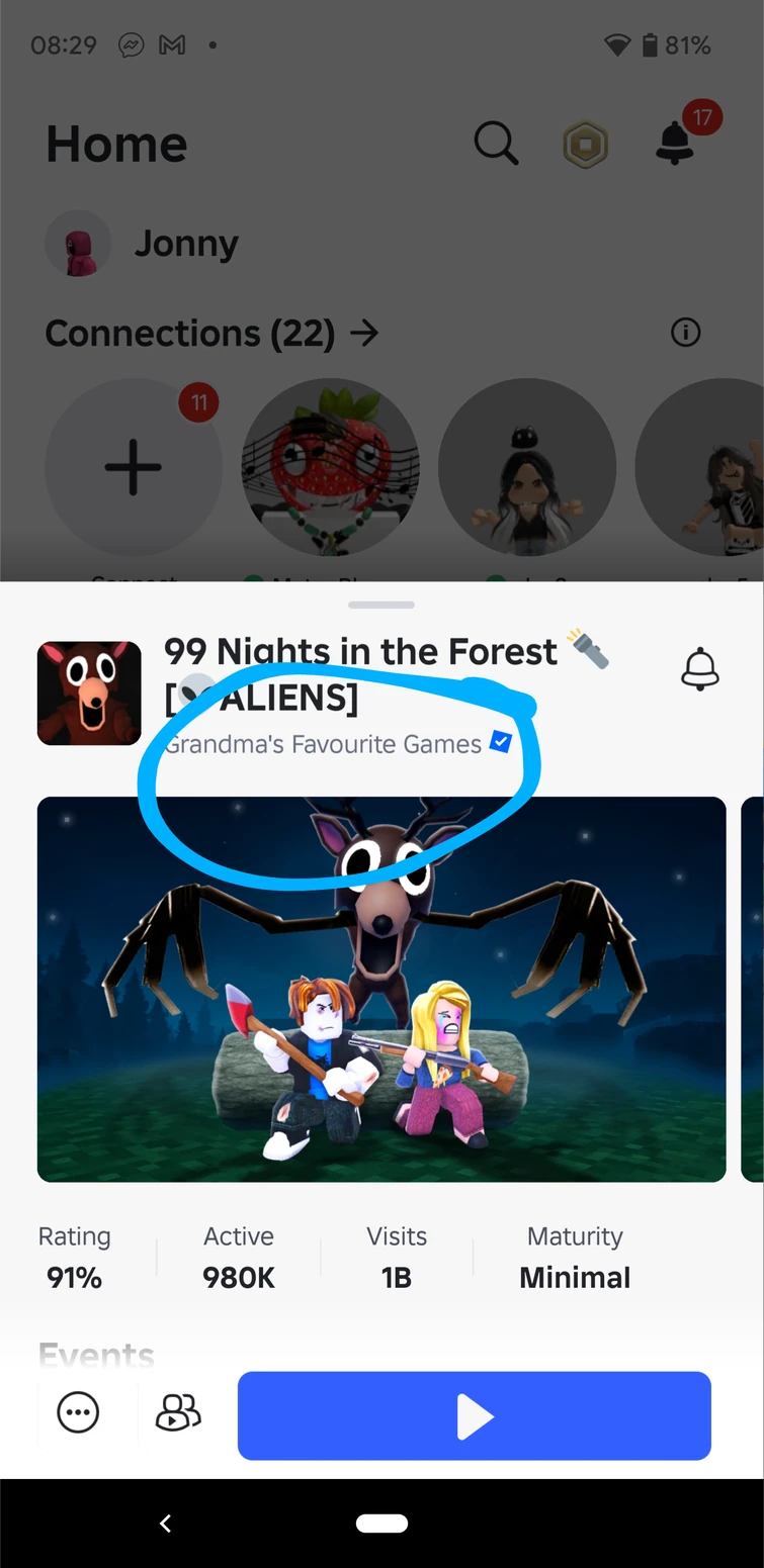 Guys did you know that 99 nights in the the forest is made by cracky4 ...