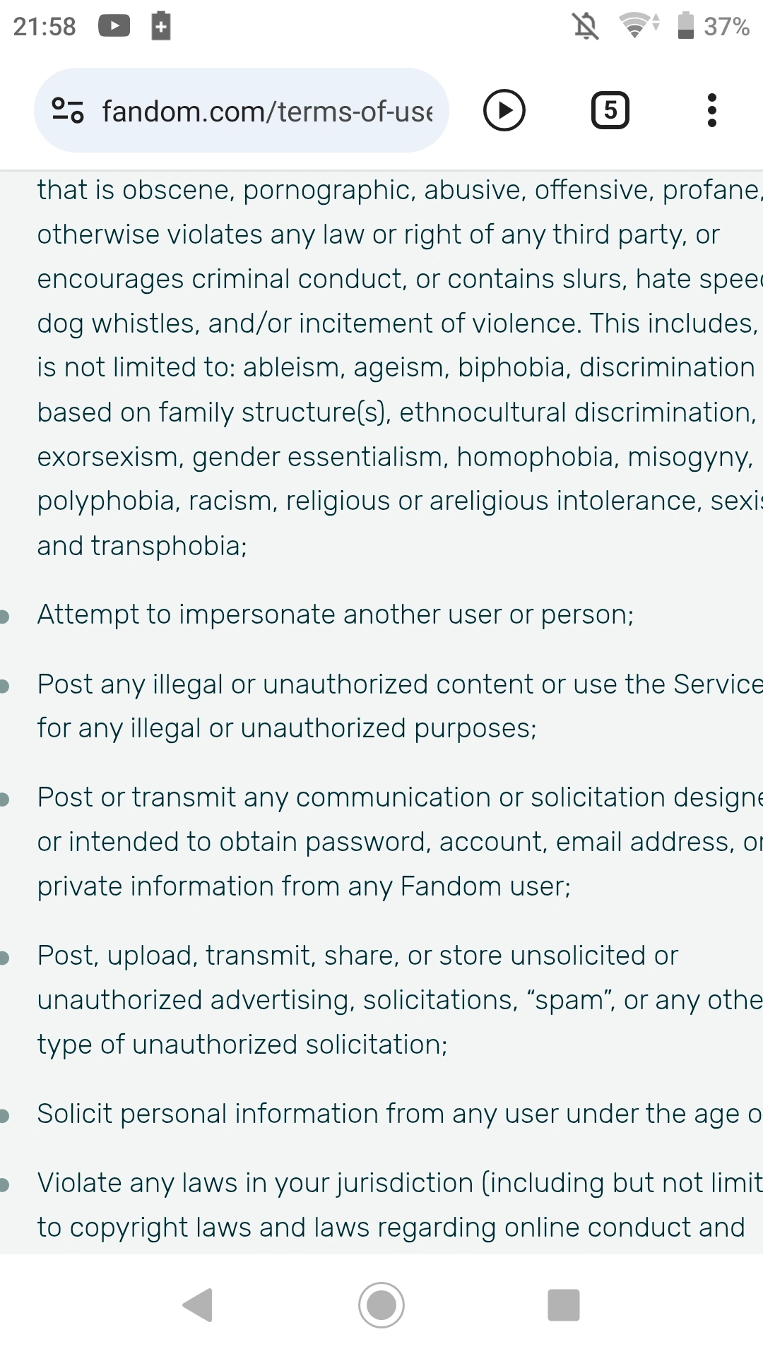 I know it's dead but Forkkin has broken fandoms terms of service/ use | Fandom