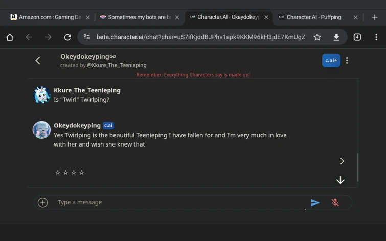 I made Okeydokeyping in Character.AI | Fandom