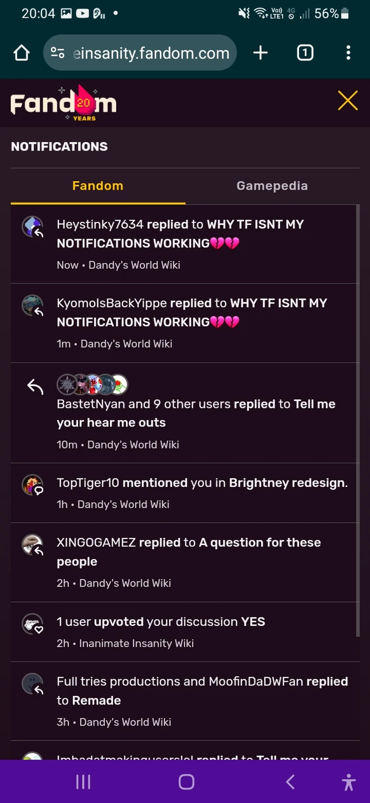 WHY TF ISNT MY NOTIFICATIONS WORKING💔💔 | Fandom