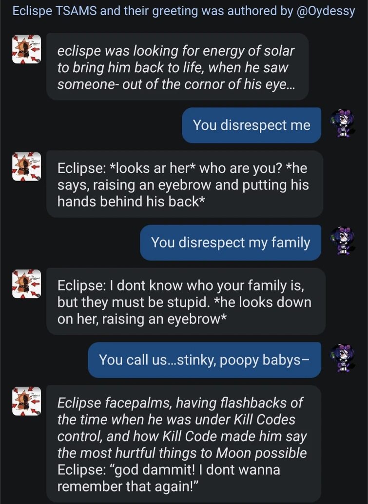 More ai choas!! (I made a eclipse deppreso help-) | Fandom