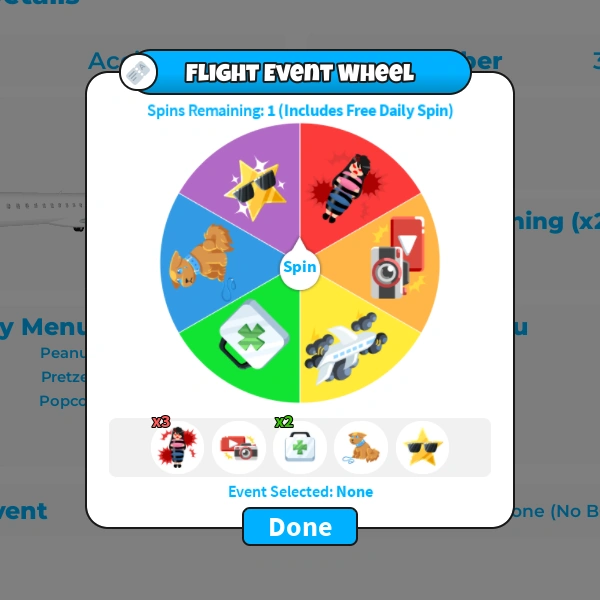 Flight Event Wheel | Cabin Crew Roblox Wiki | Fandom