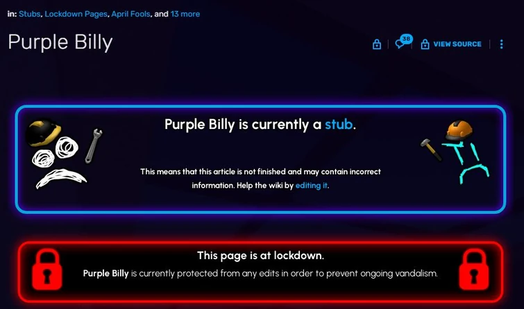 some random admin tried to lockdown the purple billy page | Fandom