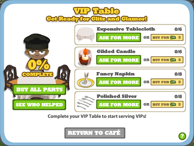VIP Table | Cafe World Wiki | Fandom