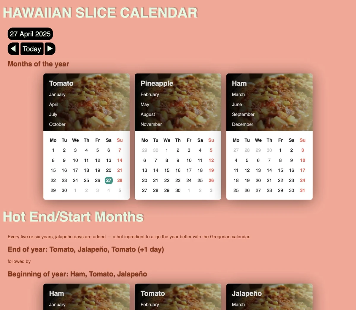 Hawaiian Slice Calendar | Calendar Wiki | Fandom