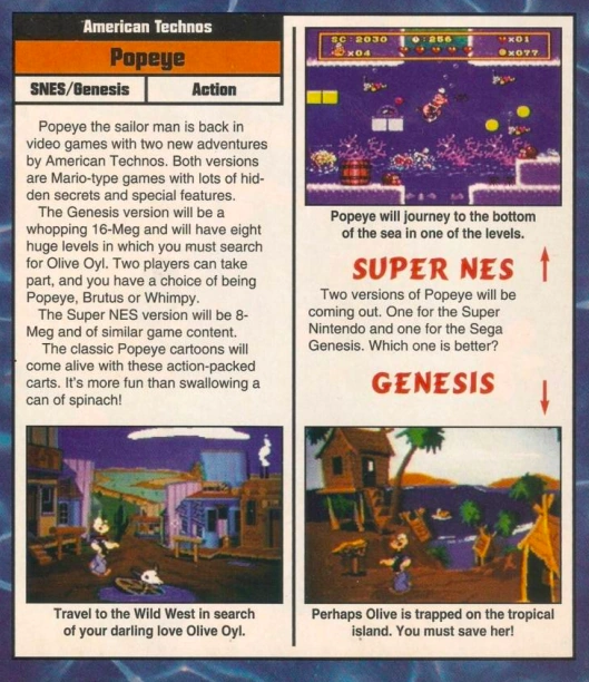 Popeye | Cancelled SNES Games Wiki | Fandom