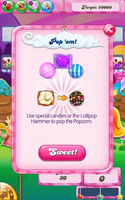 how to pop popcorn candy crush