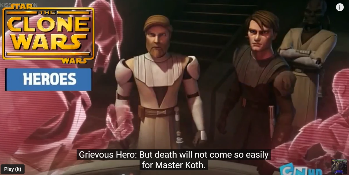 But death will not come so easily for Master Koth. I will make him ...