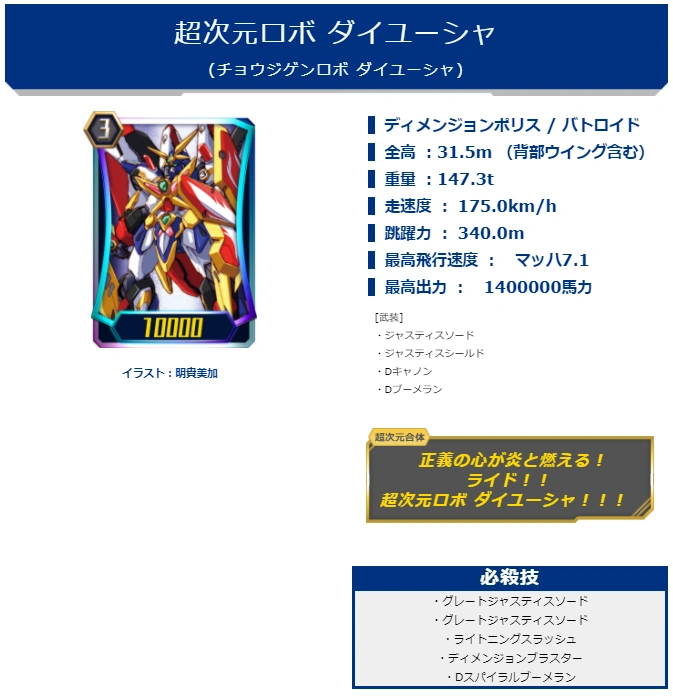 Card Trivia:Super Dimensional Robo, Daiyusha (ZERO) | Cardfight ...