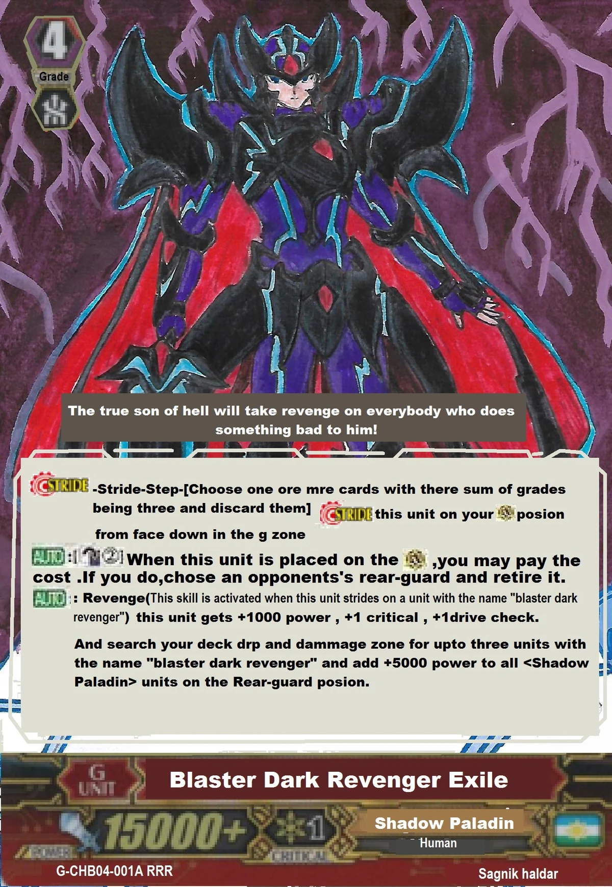 Cardfight Vanguard Blaster Dark Card Blaster Dark Revenger "Abyss"