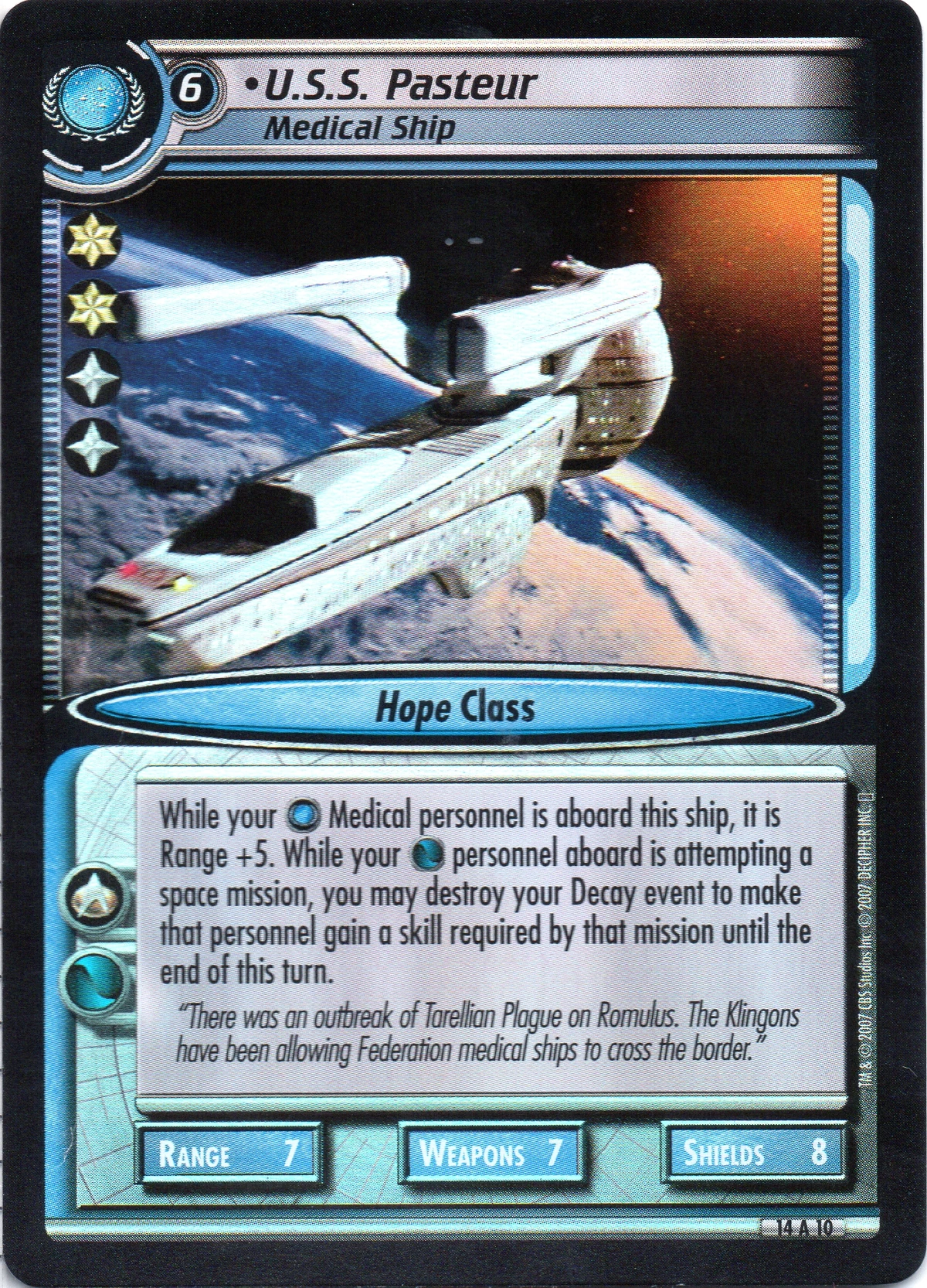 U.S.S. Pasteur - Medical Ship (Archive) | CardGuide Wiki | Fandom