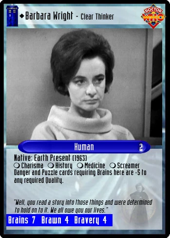 Barbara Wright - Clear Thinker (TM) | CardGuide Wiki | Fandom
