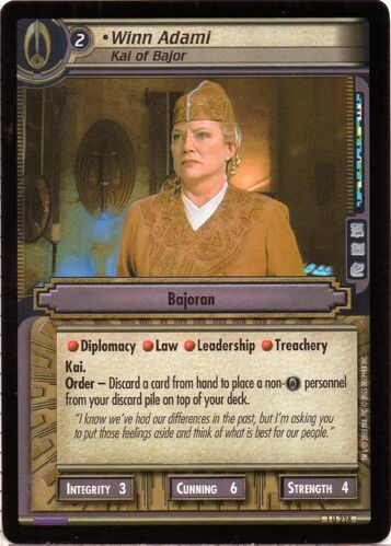 Winn Adami - Kai of Bajor (AA) | CardGuide Wiki | Fandom