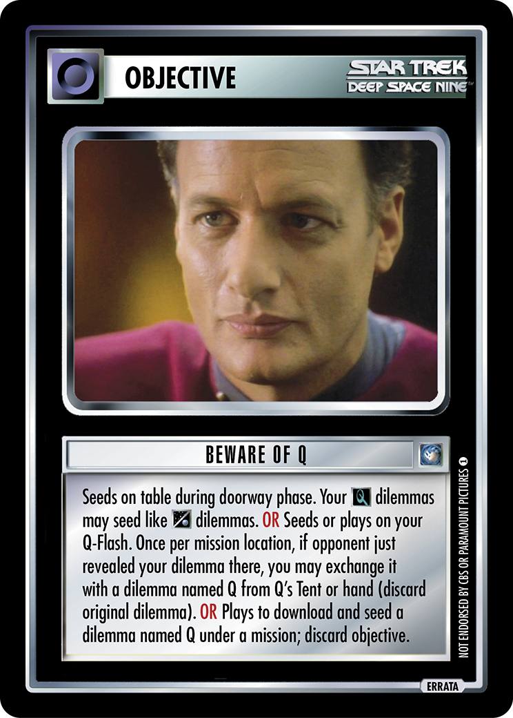 Beware Of Q Errata 2 Ds9 Cardguide Wiki Fandom